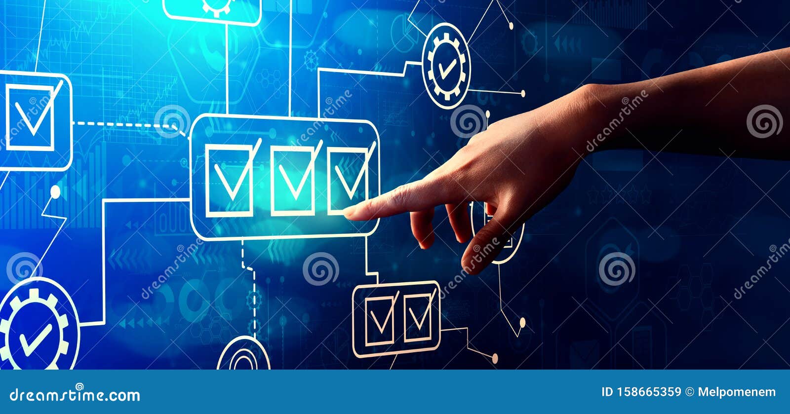 Quality Control Approval with Hand Pressing a Button Stock Image ...