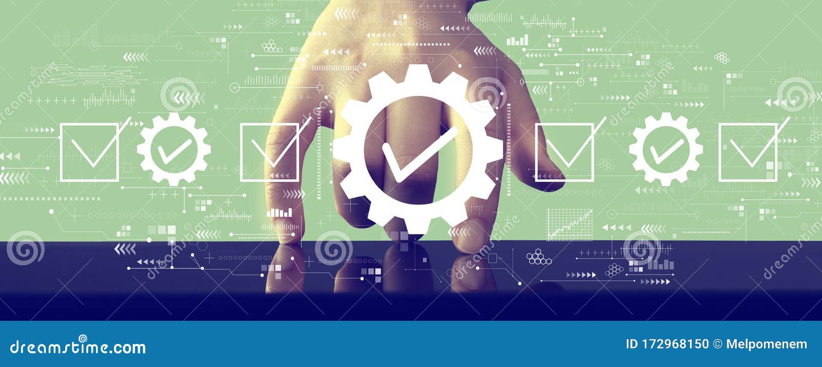 Quality Control Approval with Hand Pressing a Screen Stock Photo ...