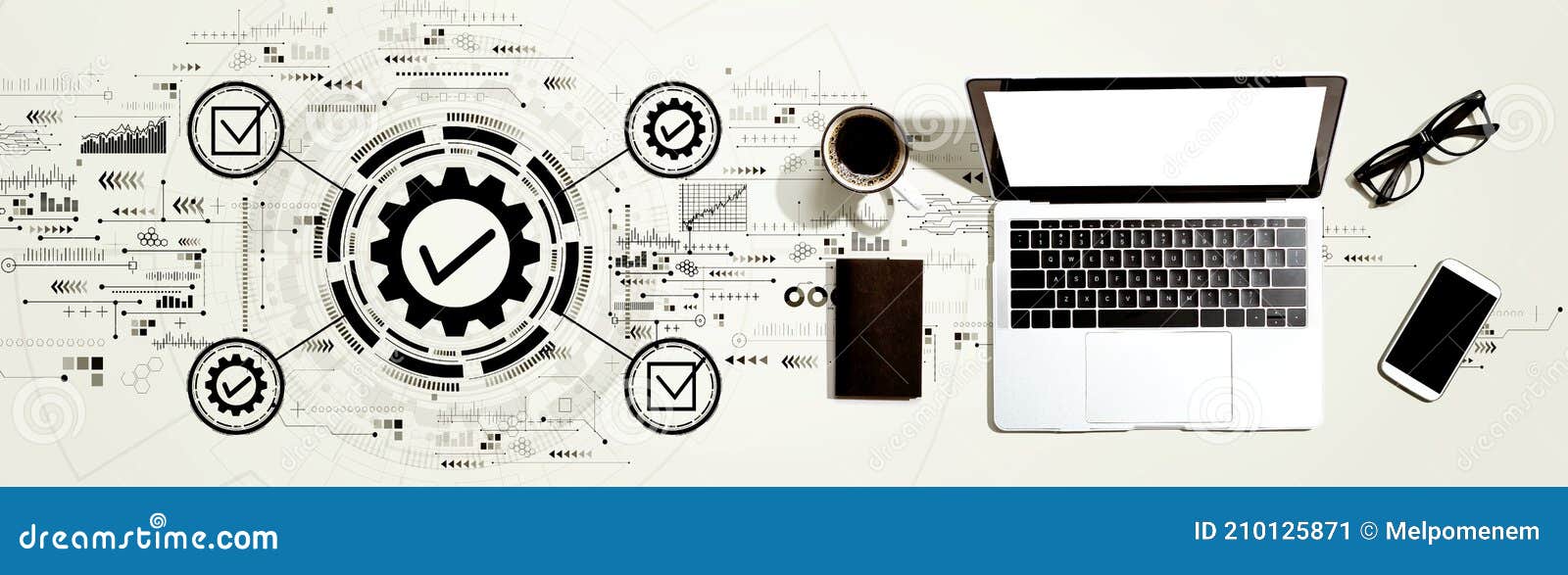 Quality Control Approval with a Laptop Computer Stock Illustration ...