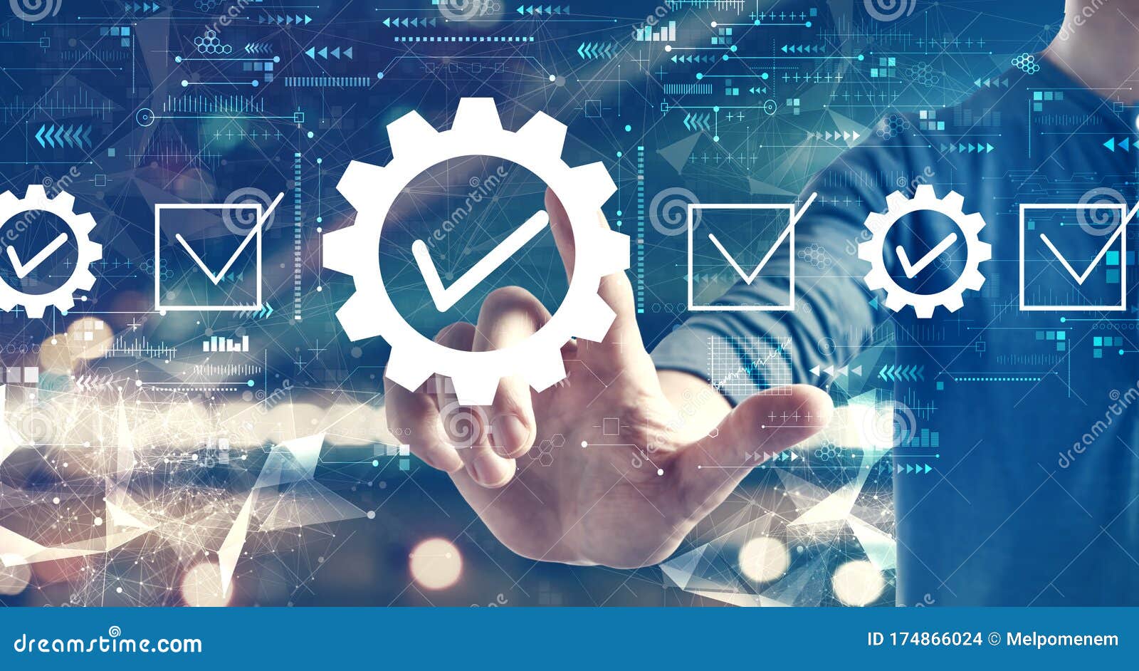 Quality Control Approval with a Man on City Background Stock Photo ...