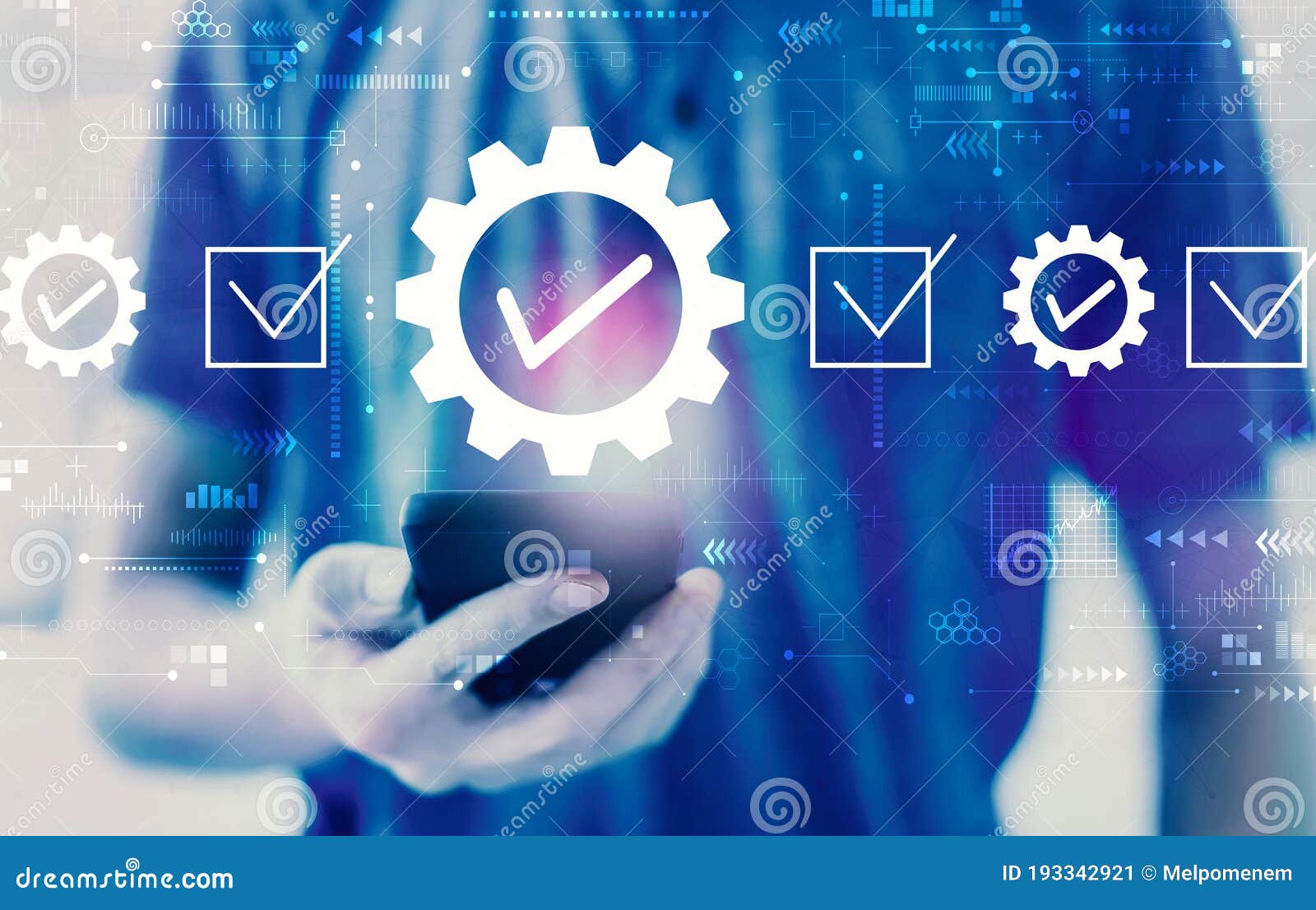 Quality Control Approval with Man Using a Smartphone Stock Image ...