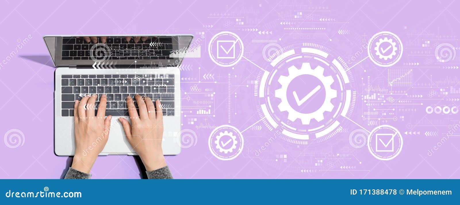 Quality Control Approval with Person Using Laptop Computer Stock Photo ...