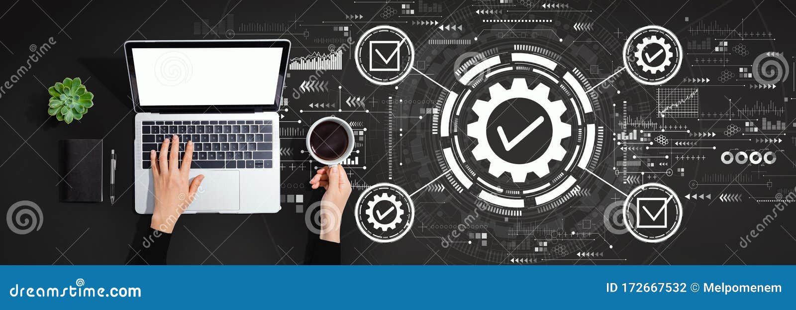 Quality Control Approval with Person Using Laptop Computer Stock Photo ...