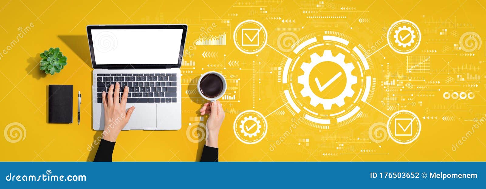 Quality Control Approval with Person Using Laptop Computer Stock Photo ...