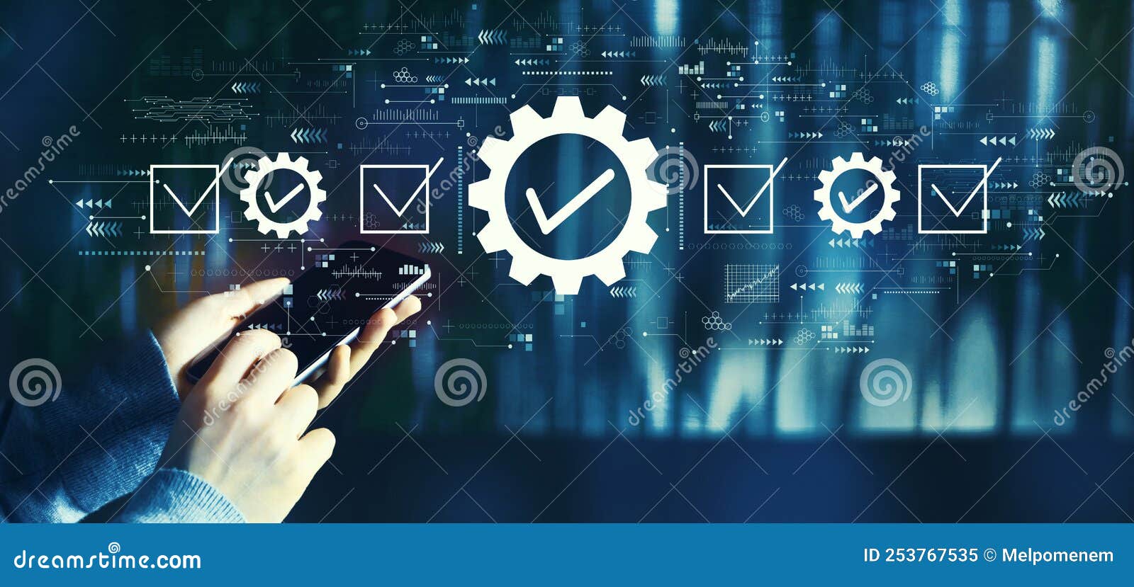 Quality Control Approval with Person Using Smartphone Stock Image ...