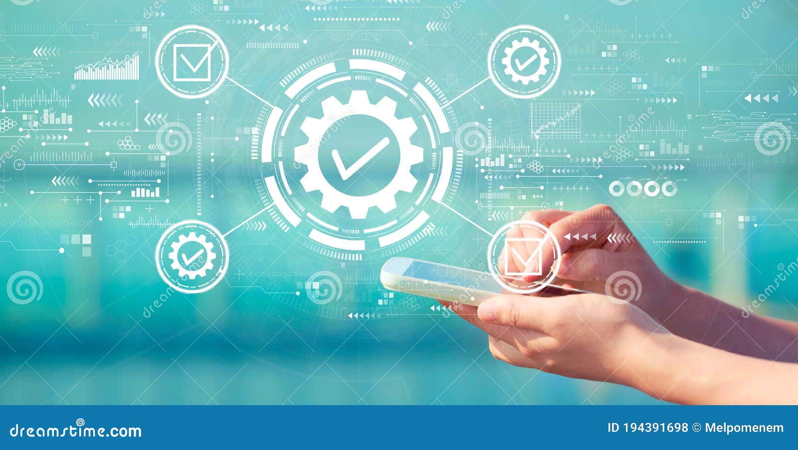 Quality Control Approval with Smartphone Stock Photo - Image of phone ...