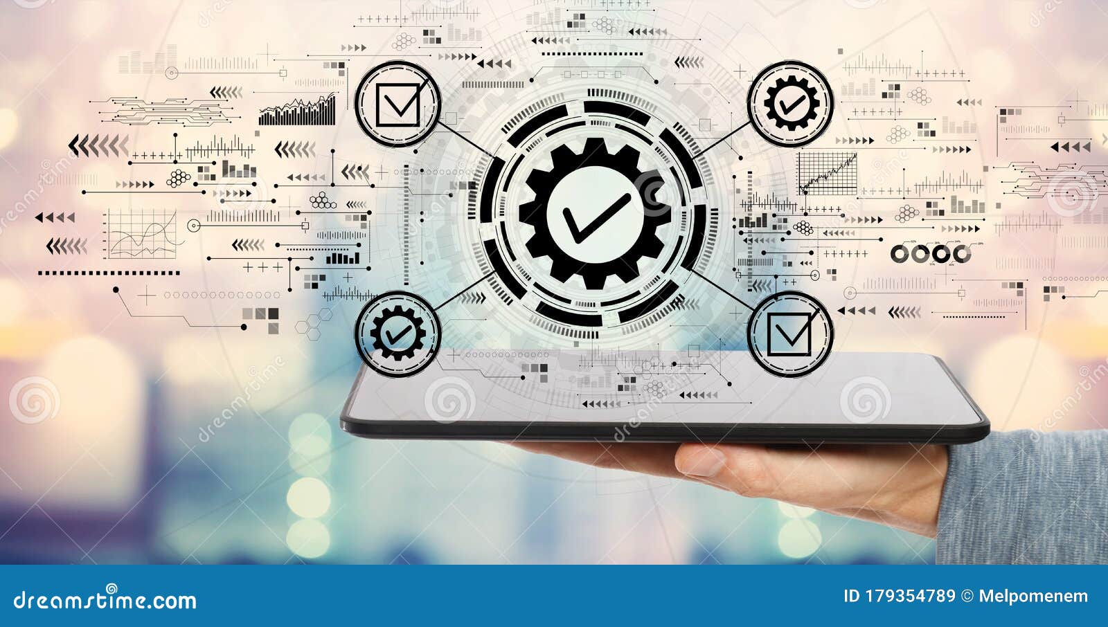 Quality Control Approval with Tablet Computer Stock Image - Image of ...