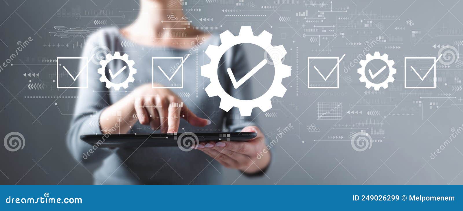 Quality Control Approval with Woman Using a Tablet Stock Image - Image ...