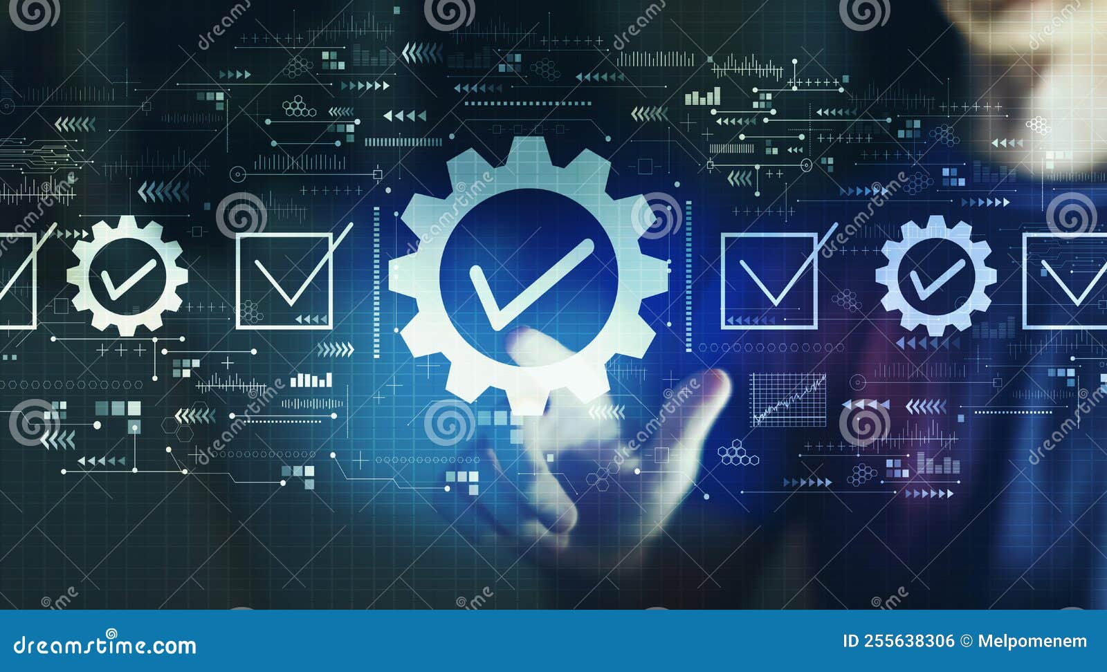 Quality Control Approval with Young Man in the Night Stock Photo ...