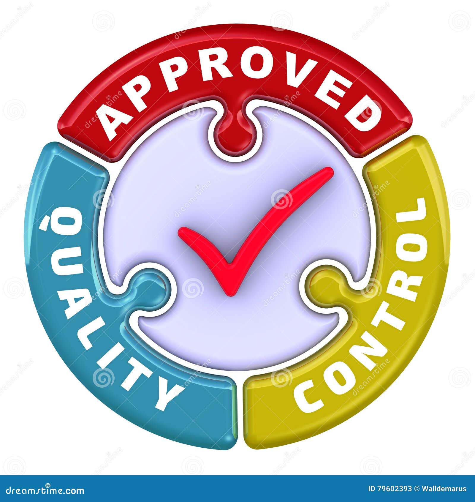 Quality Control Approved. the Check Mark in the Form of a Puzzle Stock ...