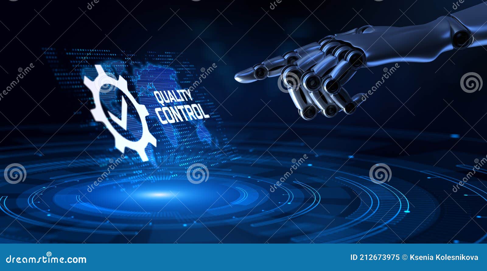 Quality Control Assurance Standards Technology Concept. Robot Hand ...