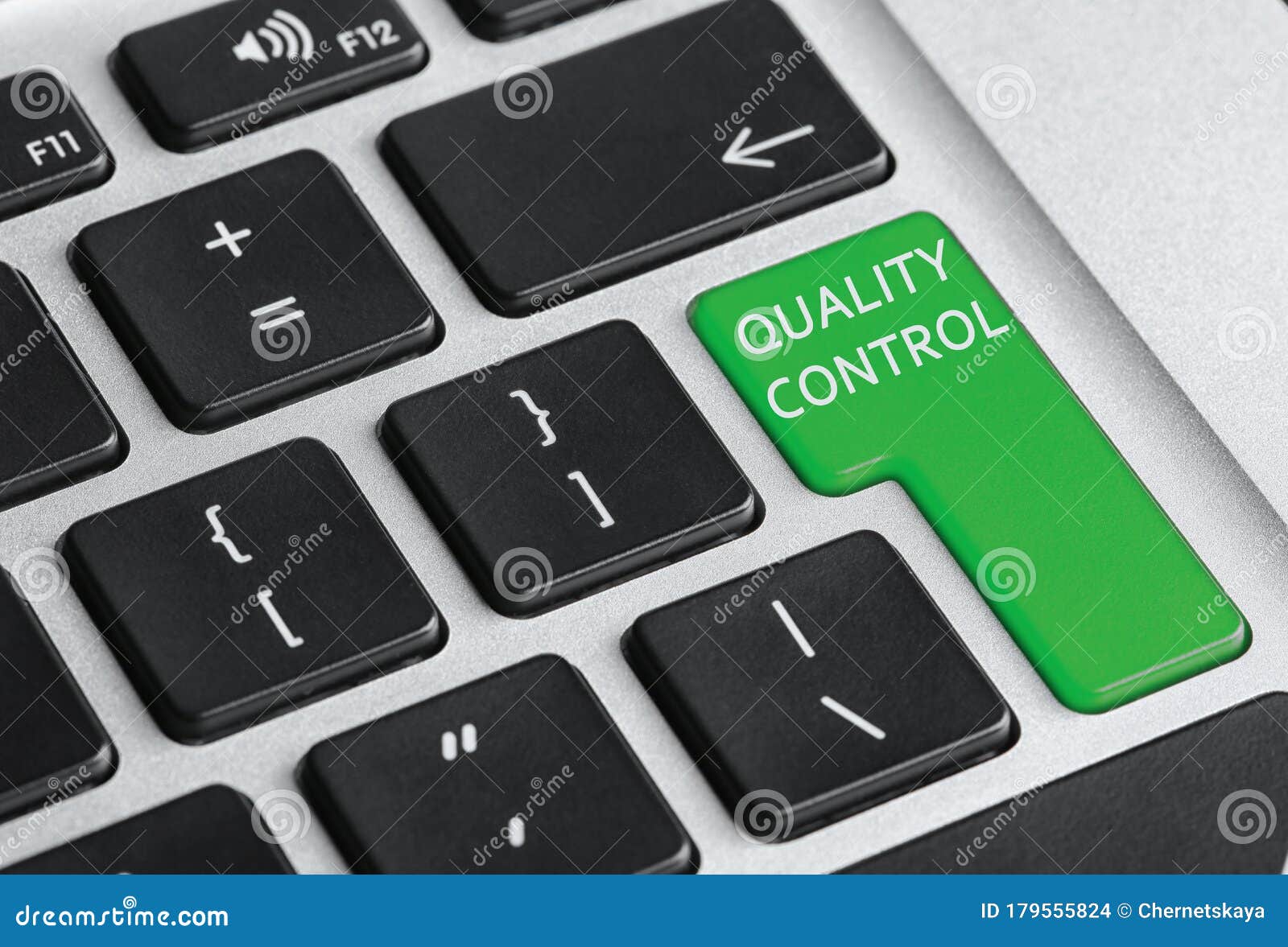 Quality Control Button on Computer Keyboard, Closeup Stock Photo ...