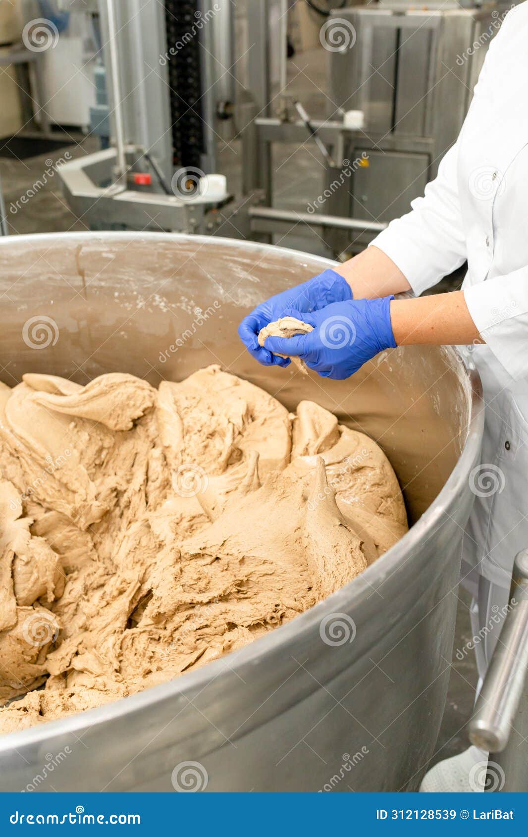 Quality Control Check of Dough in Bakery Production by a Technologist ...
