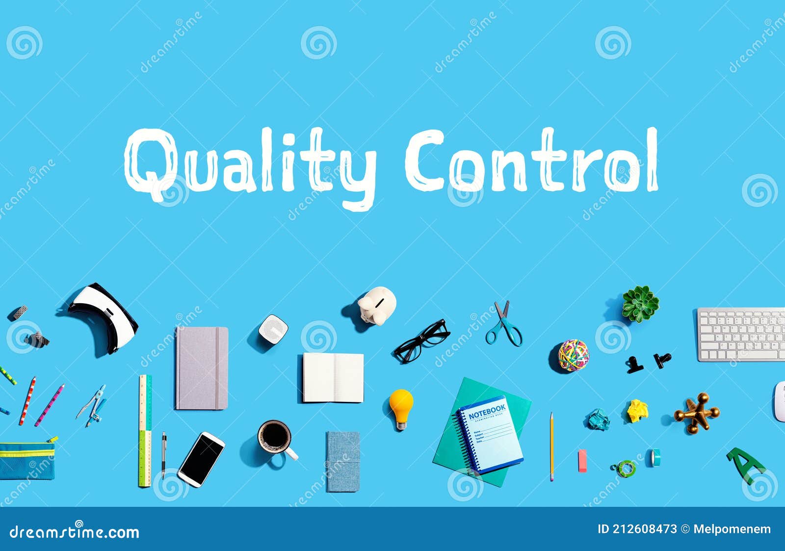 Quality Control with Electronic Gadgets and Office Supplies Stock Image ...