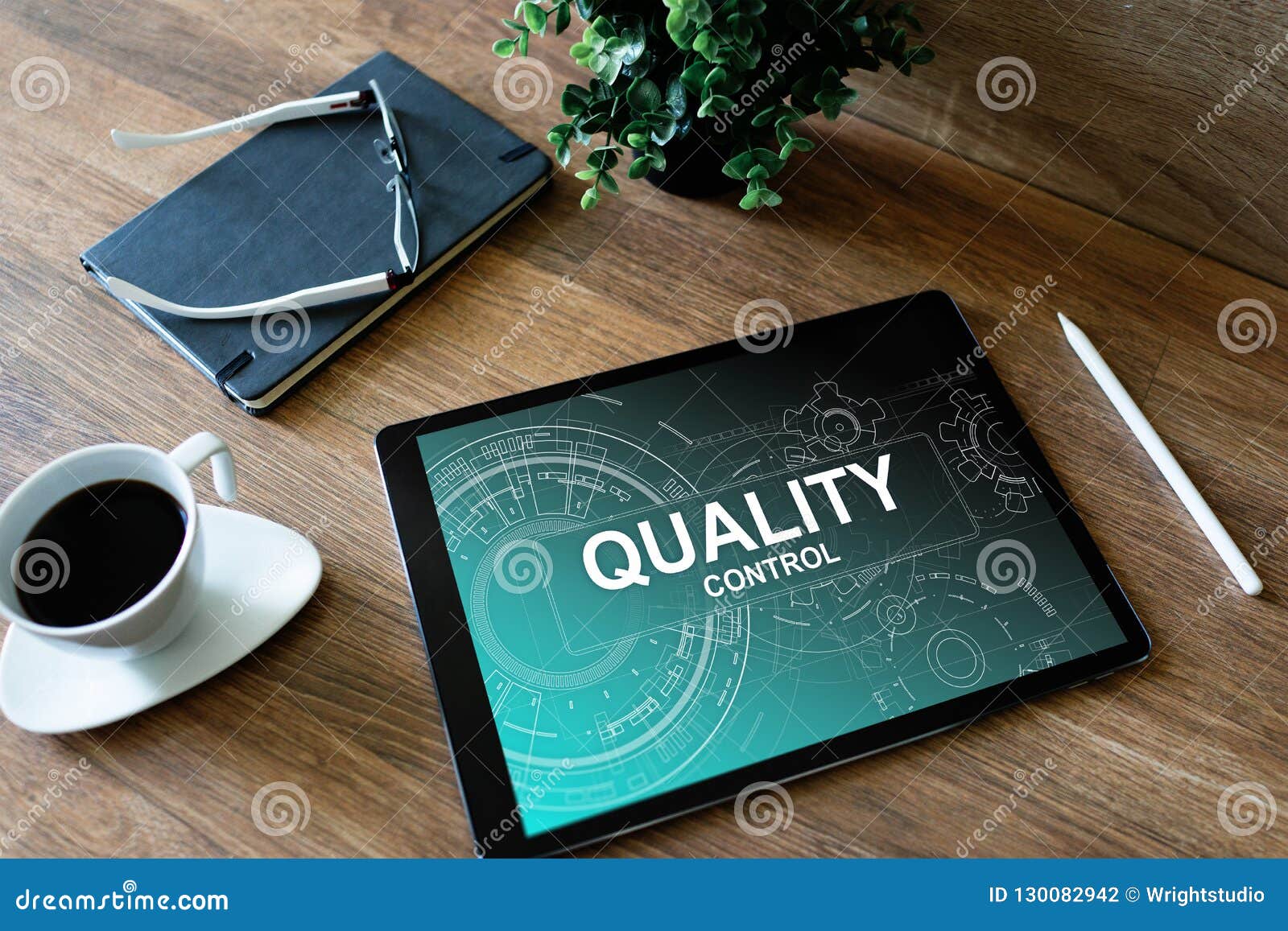 Quality Control Concept on Device Screen. Business and Technology ...