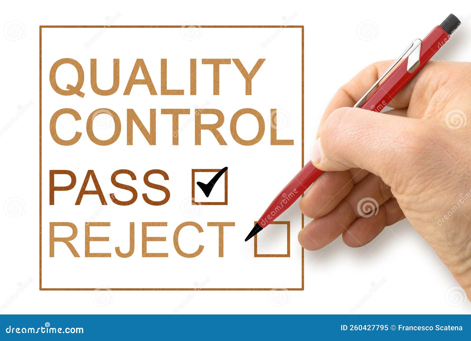 Quality Control Concept with Hand Writing Pass Certification Stock ...