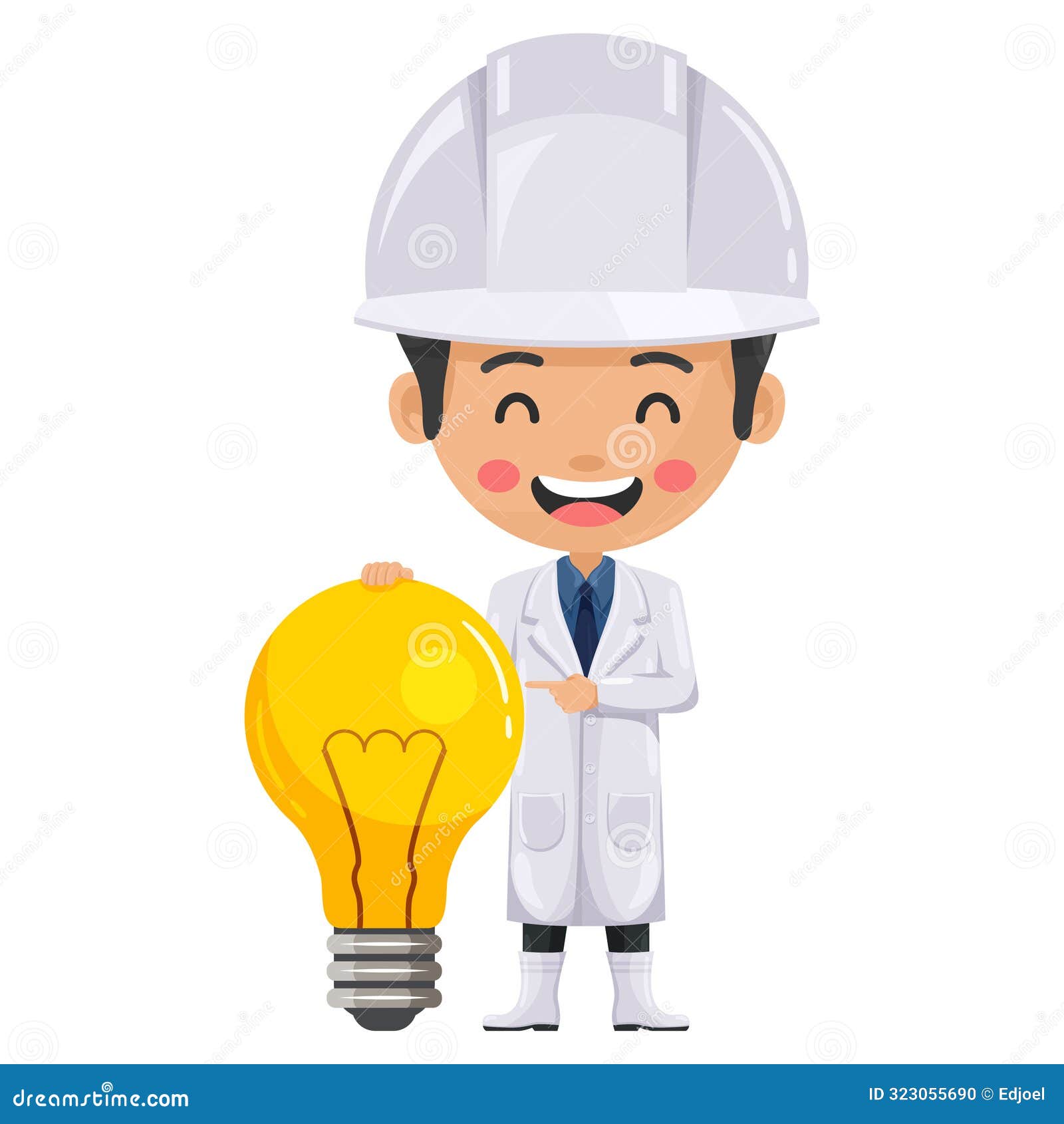 Happy Supervisor With Office Worker Cartoon Character. Vector ...