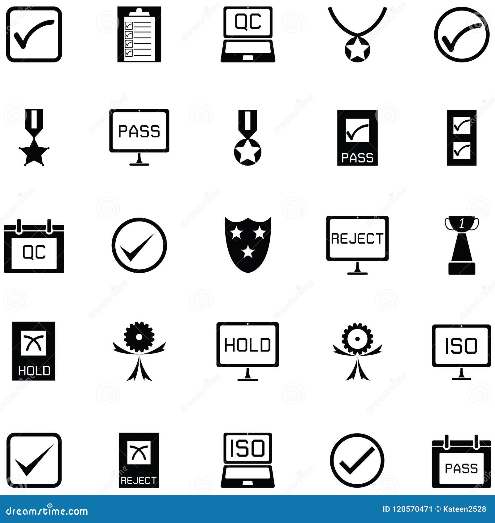 Quality Control Icon Set Stock Vector Illustration Of Production