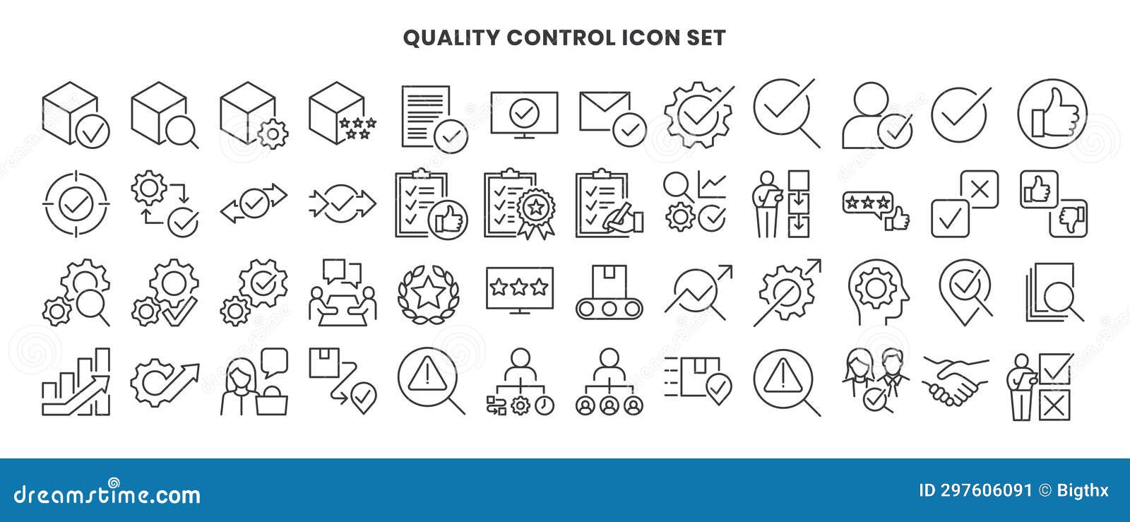 Quality Control Icon Set Include Inspect, Survey, and Certificate Stock ...