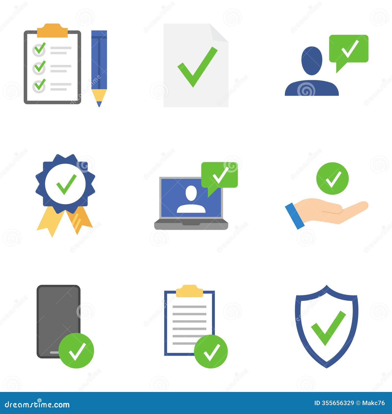 Quality Control Icons. Approved, Check Mark Symbols, Check Mark ...