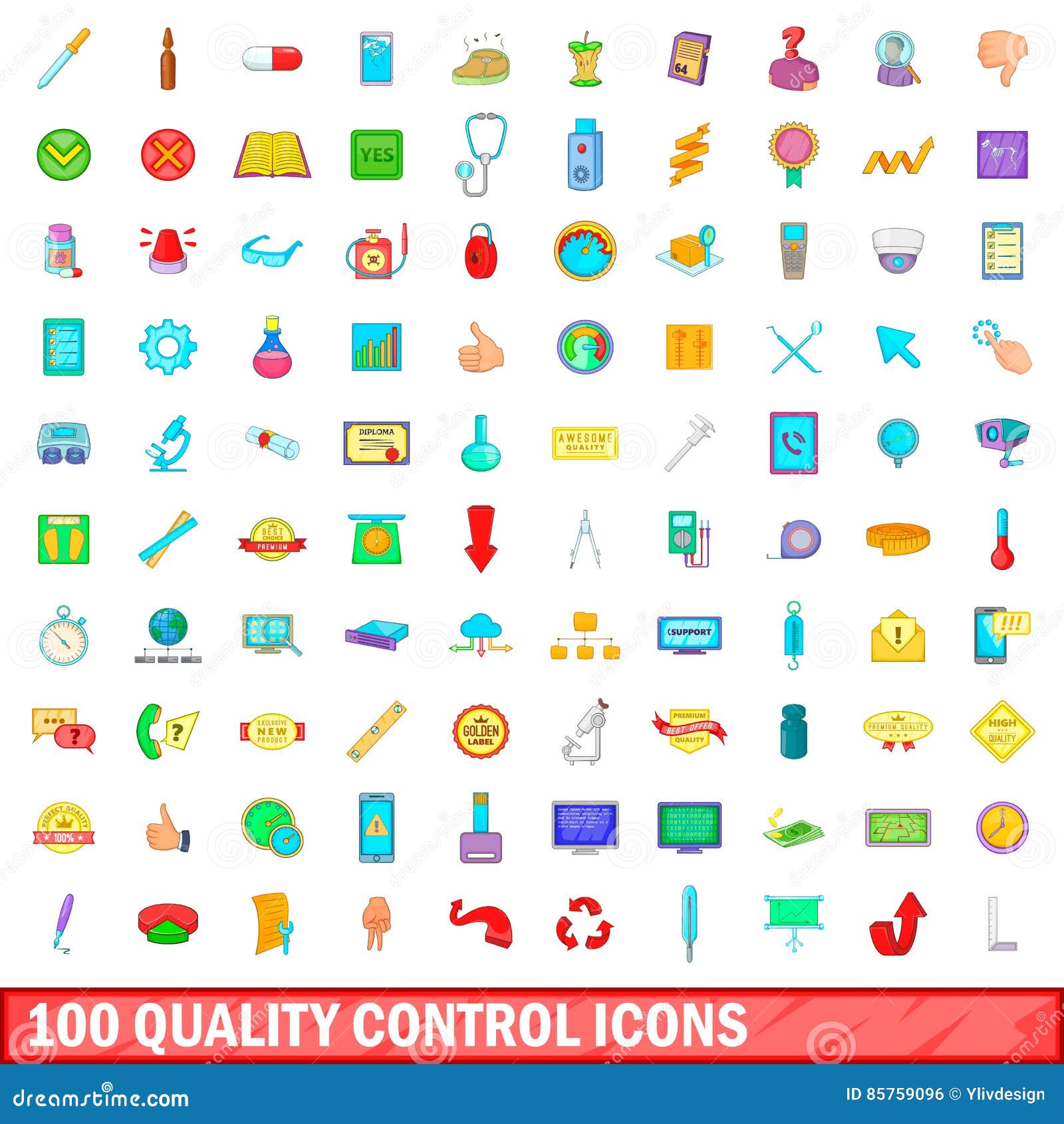100 Quality Control Icons Set, Cartoon Style Stock Vector ...