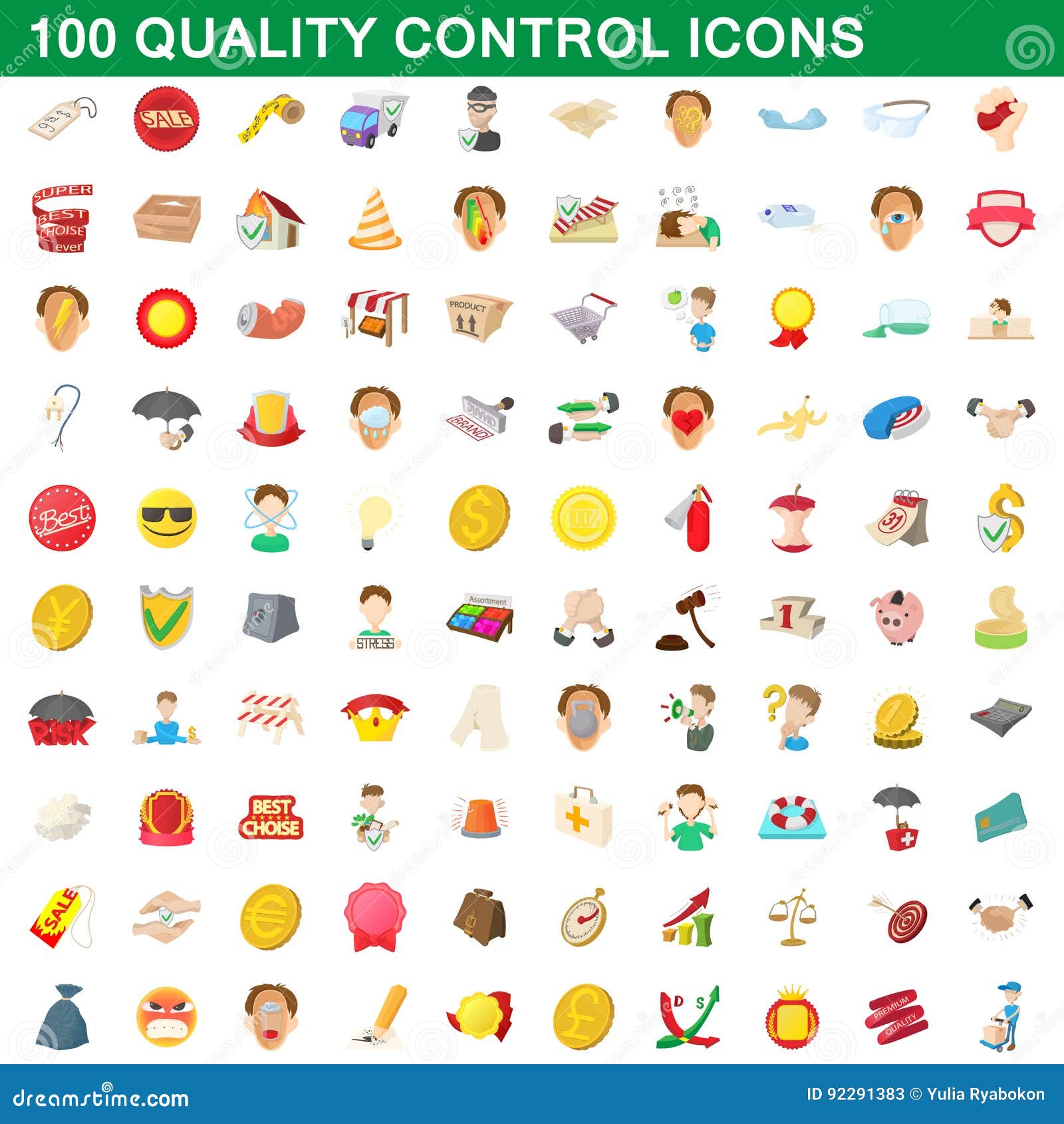 100 Quality Control Icons Set, Cartoon Style Stock Vector ...