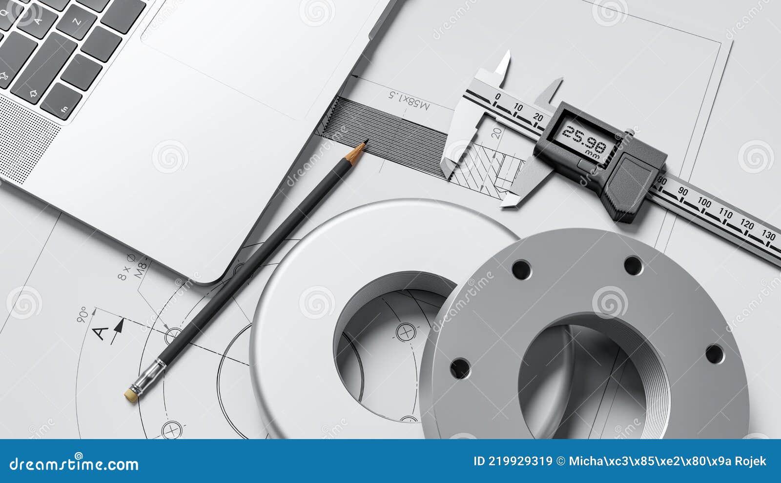 Quality Control of the Manufactured Part of the Machine. Stock Image ...