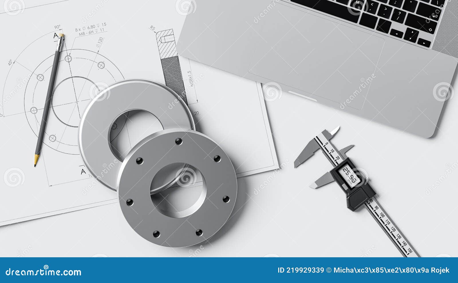 Quality Control of the Manufactured Part of the Machine. Stock Image ...