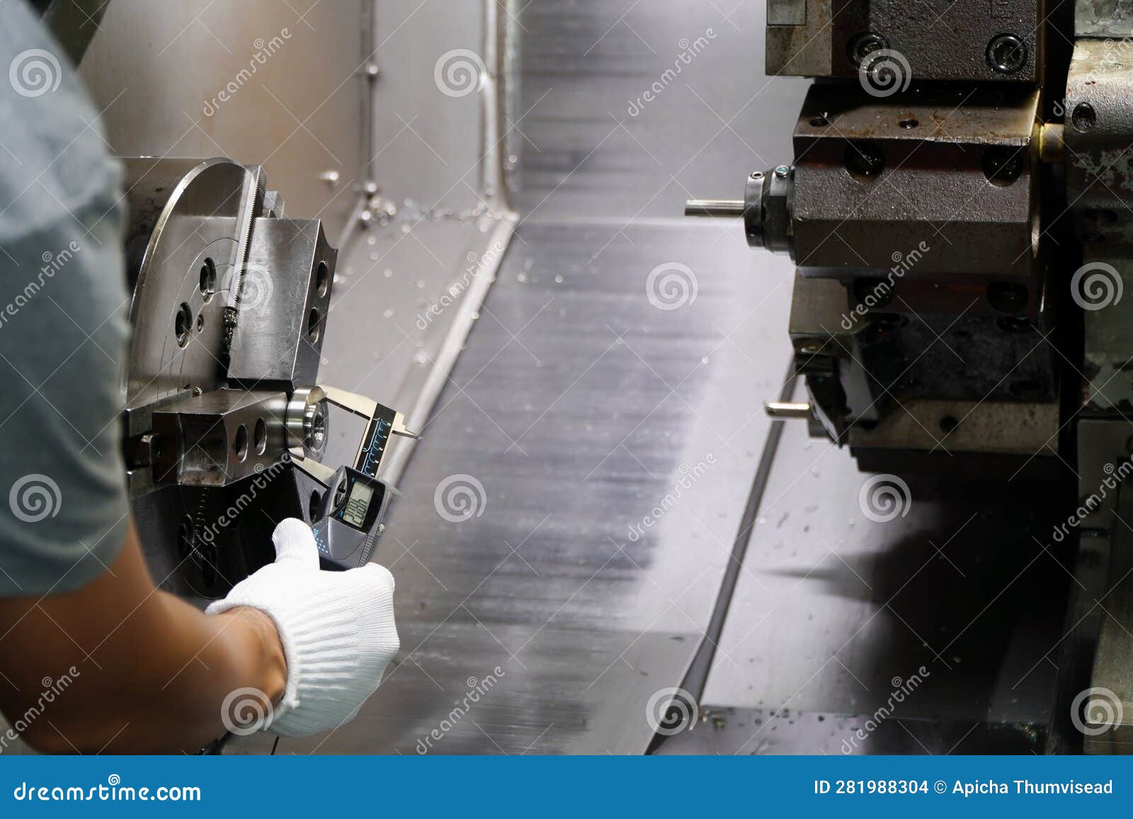 Quality Control Manufacturing.Hands of an Engineer Measures a Metal ...