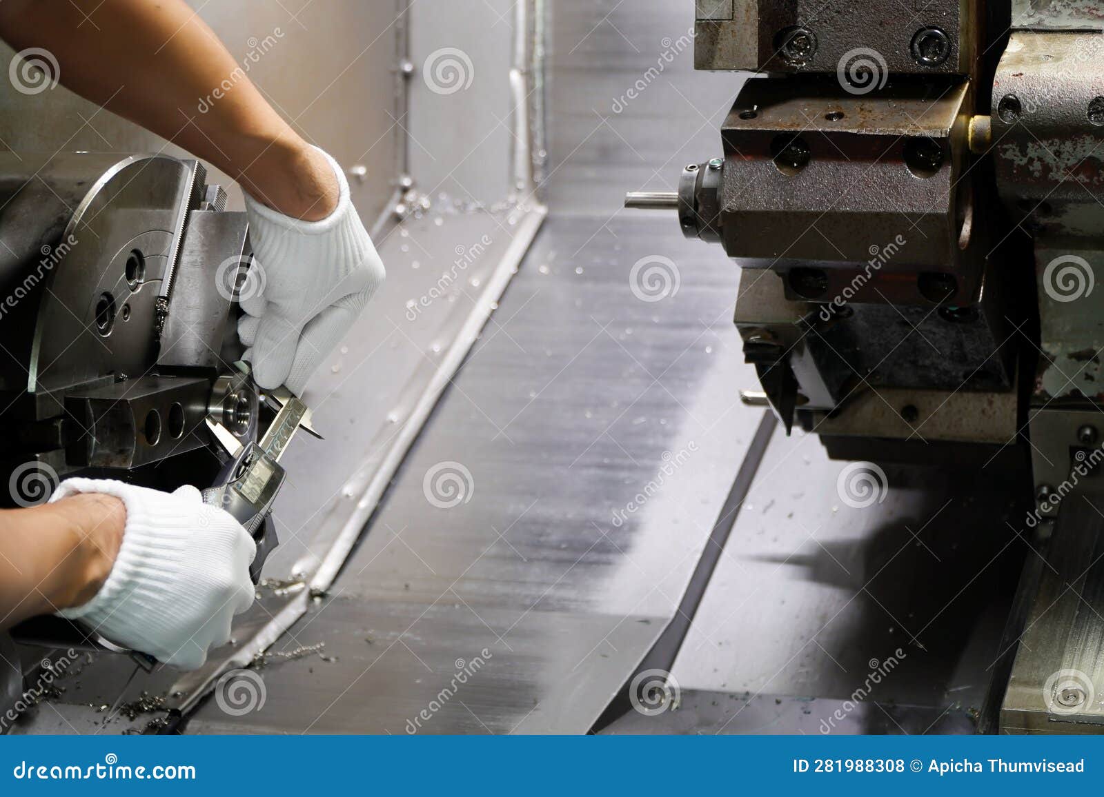 Quality Control Manufacturing.Hands of an Engineer Measures a Metal ...