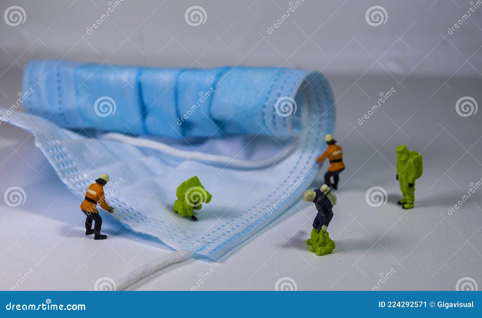Quality Control Medical Face Mask. Miniature Worker Stock Image - Image ...