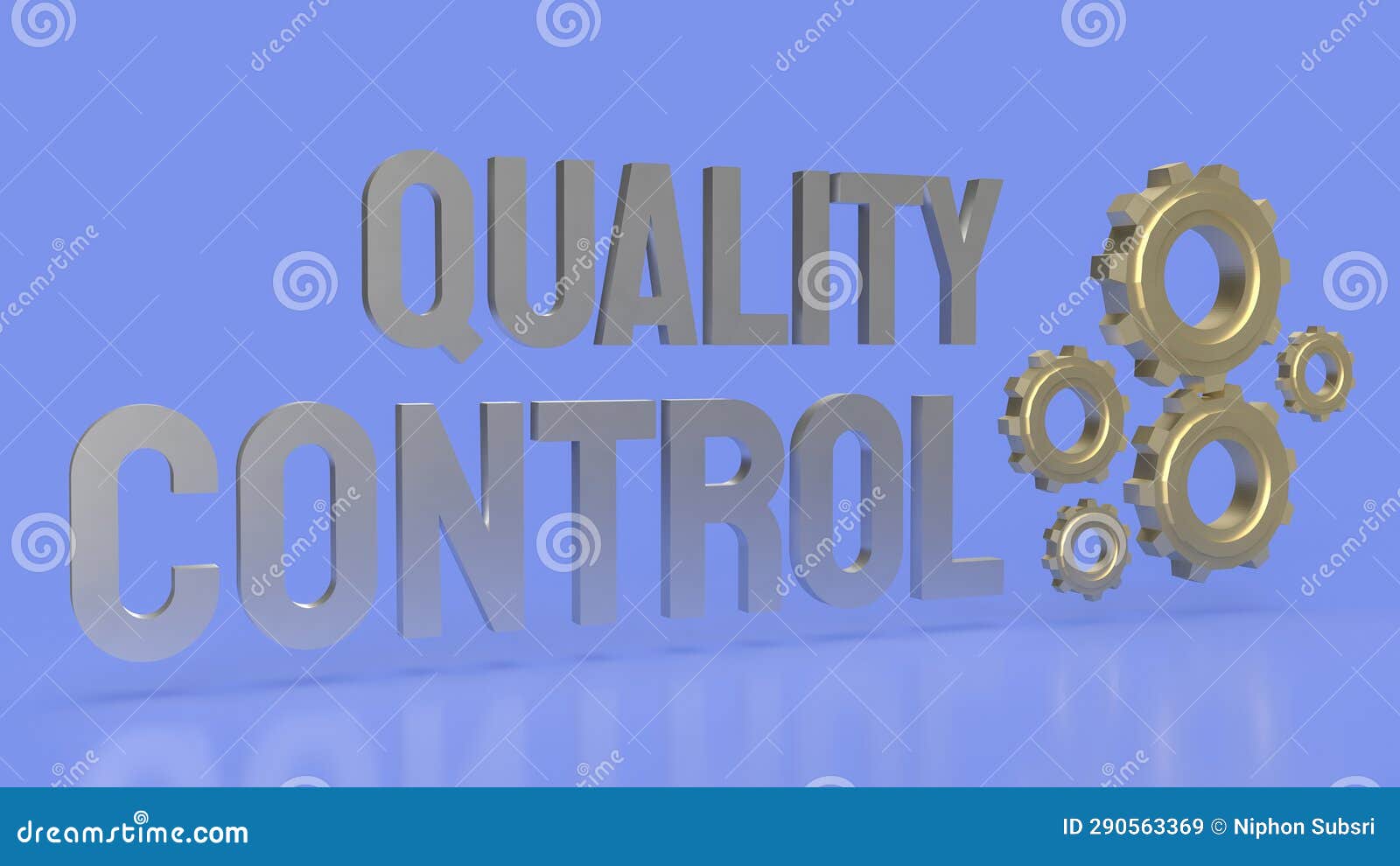 The Quality Control Word and Gear Image 3d Rendering Stock Illustration ...