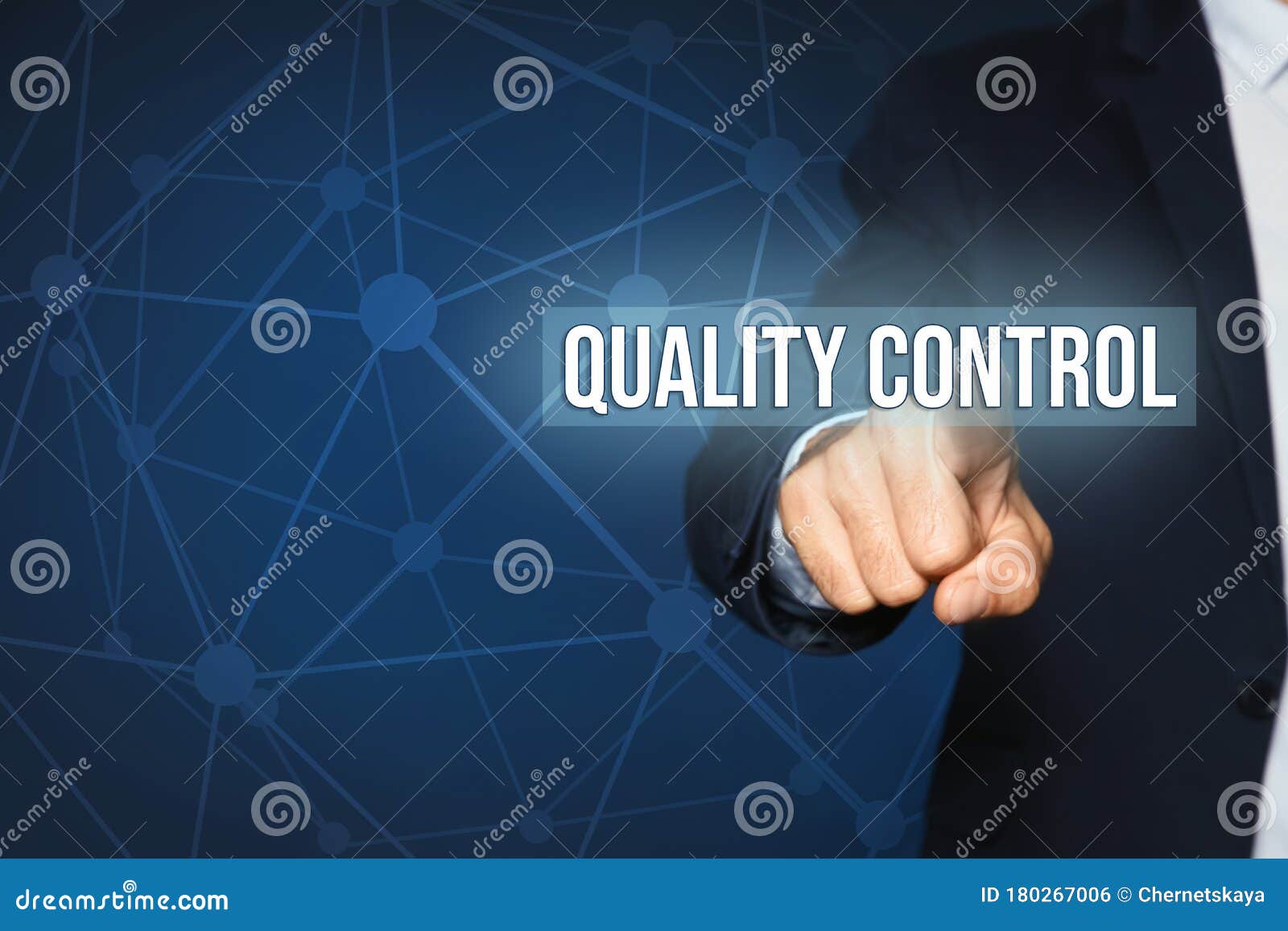 Quality Control Service. Businessman Using Virtual Screen Stock Photo ...