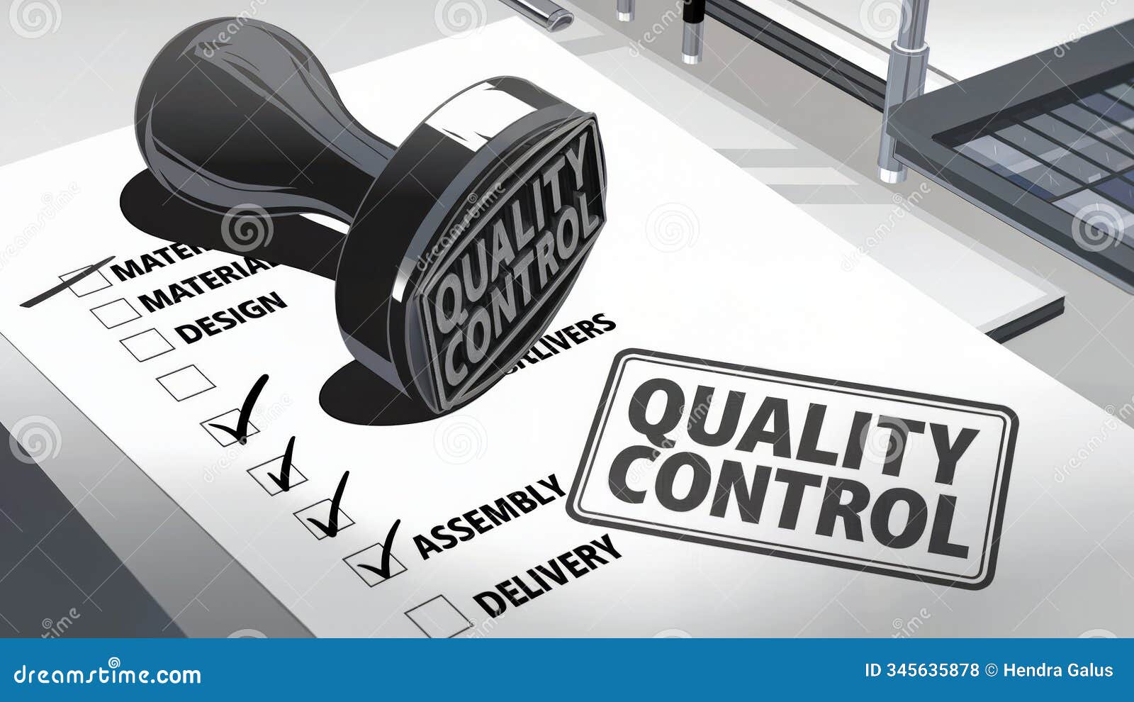 Quality Control Stamp on Checklist Featuring Items Like Material ...