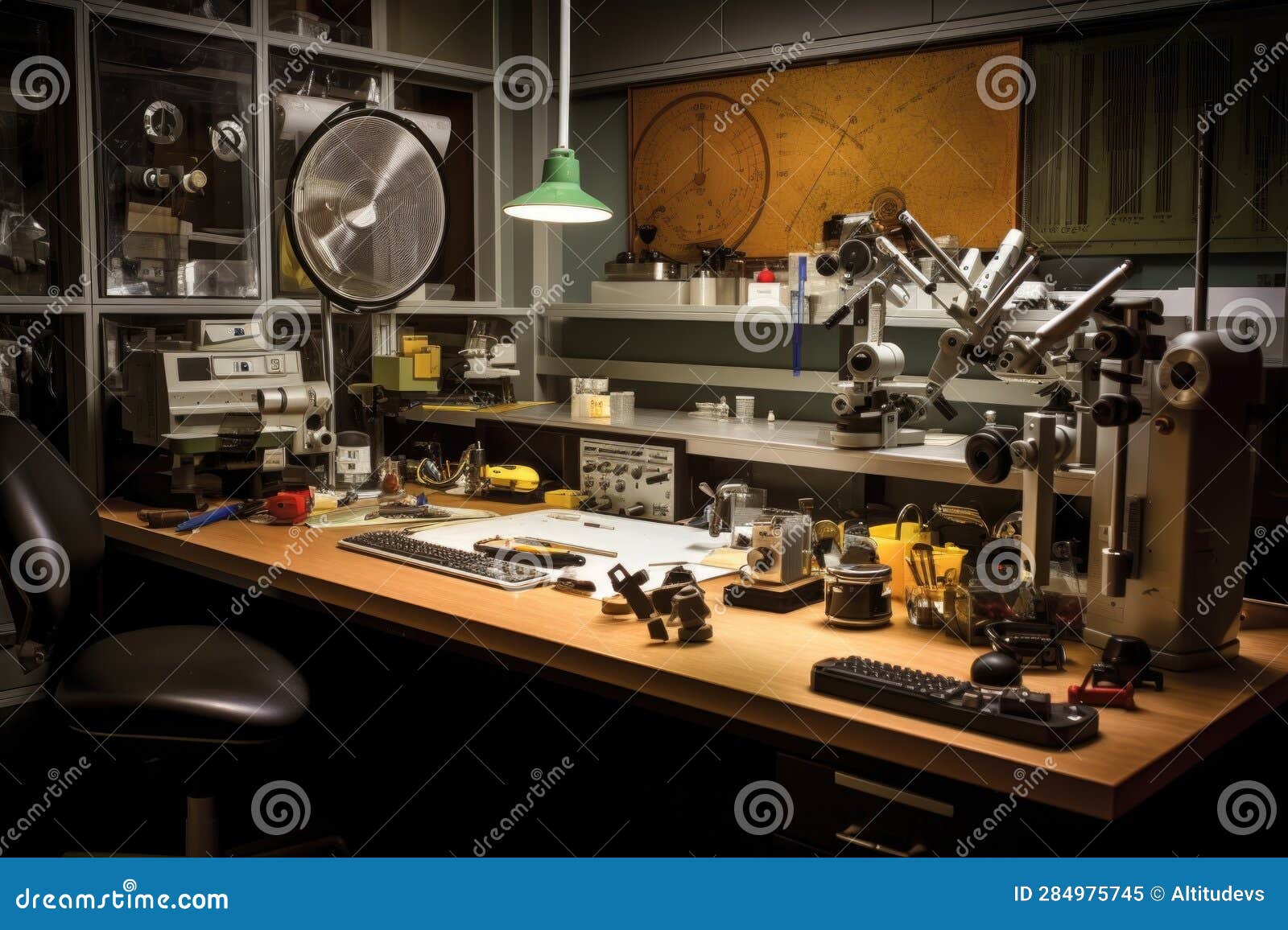 Quality Control Station with Measurement Tools Stock Illustration ...