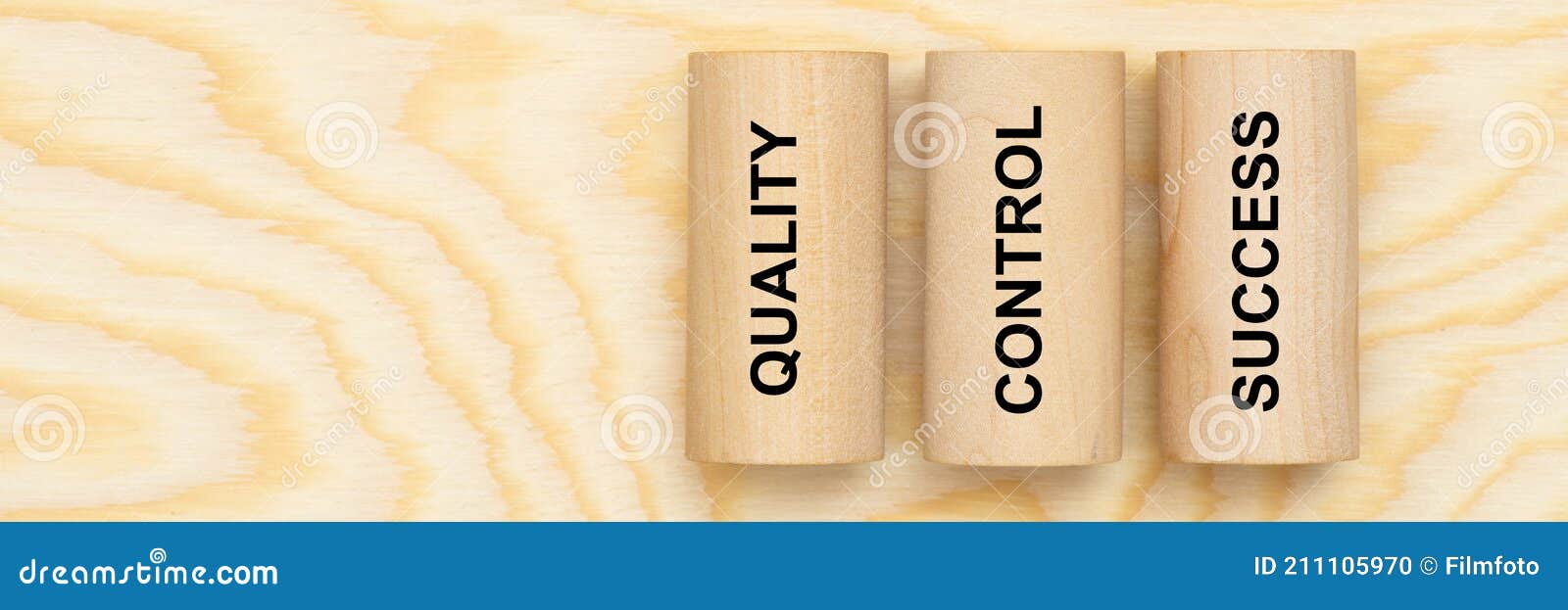 Quality, Control and Success Printed on Three Pillars Stock Photo ...
