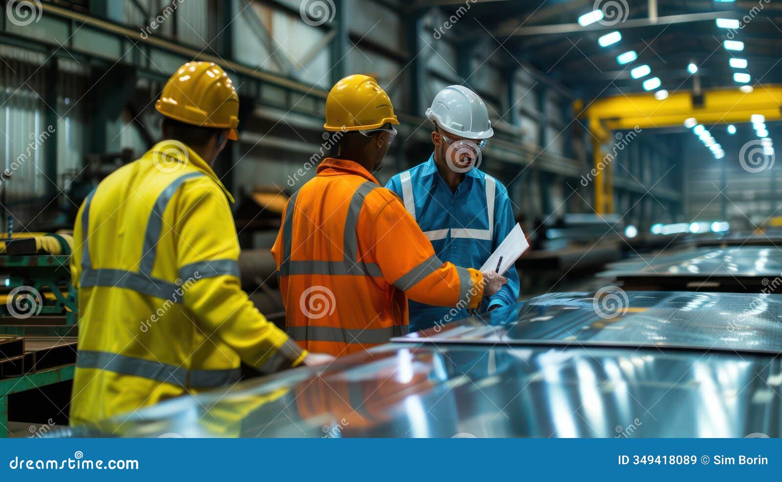 Quality Control Team Inspecting Steel Products Stock Illustration ...