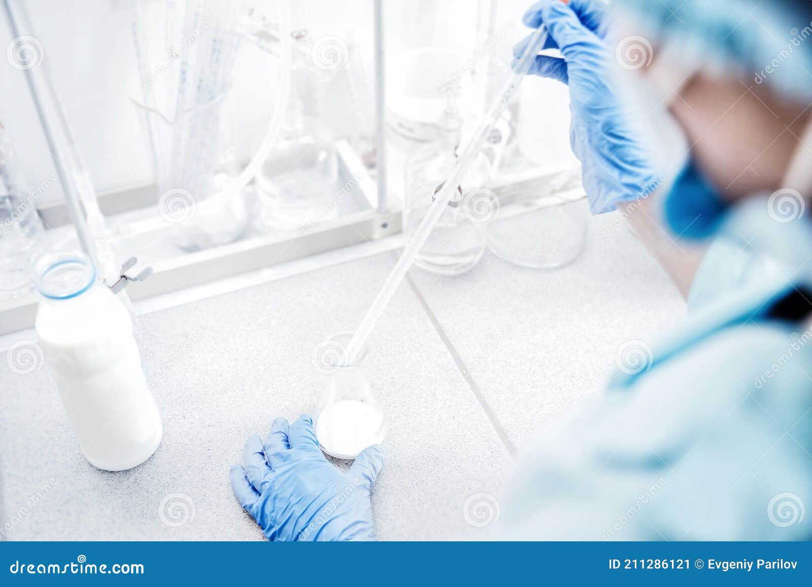 Quality Control Test Of Milk In Laboratory Dairy Factory Industry