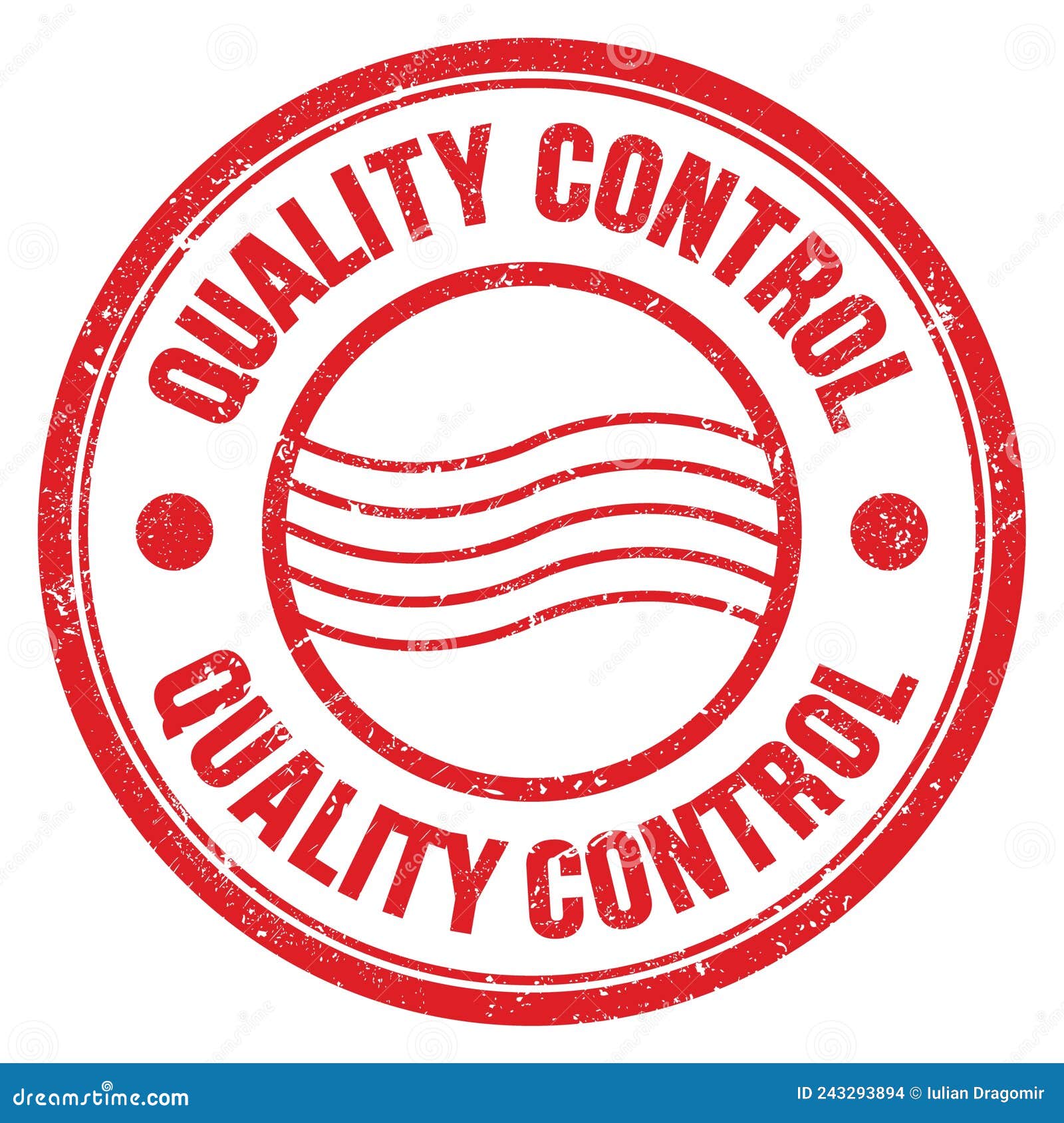 QUALITY CONTROL Text Written on Red Round Postal Stamp Sign Stock ...