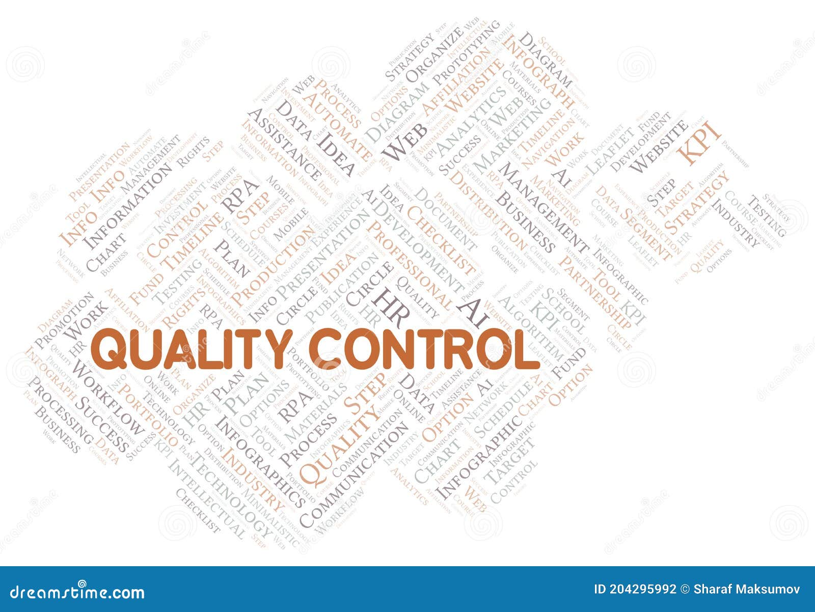 Quality Control Typography Word Cloud Create with the Text only. Stock ...