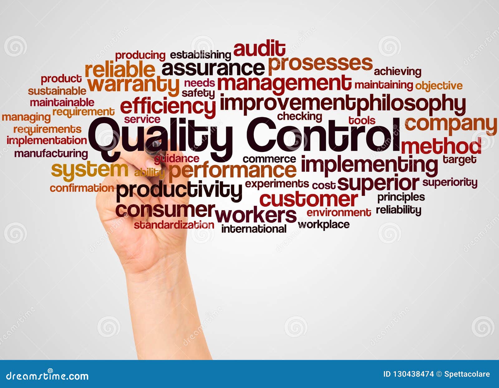 Quality Control Word Cloud and Hand with Marker Concept Stock ...