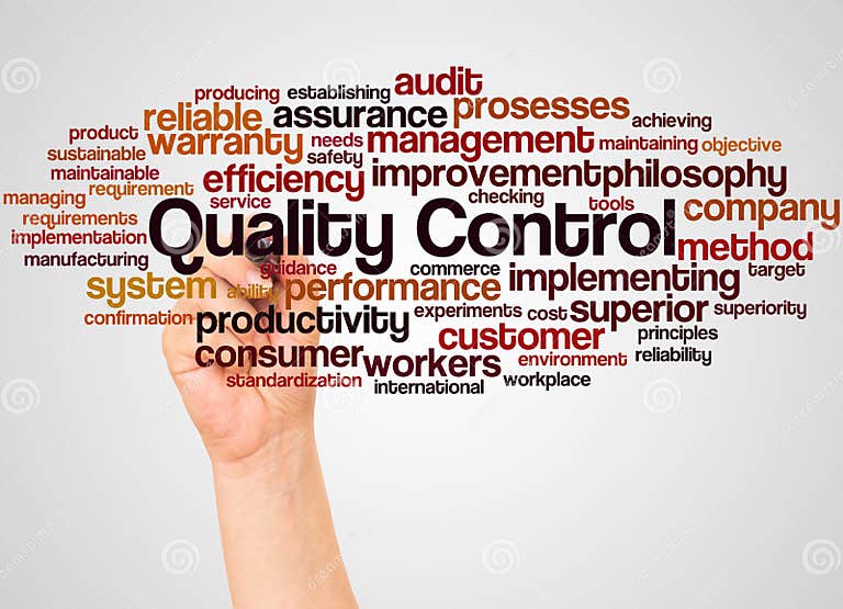 Quality Control Word Cloud and Hand with Marker Concept Stock ...