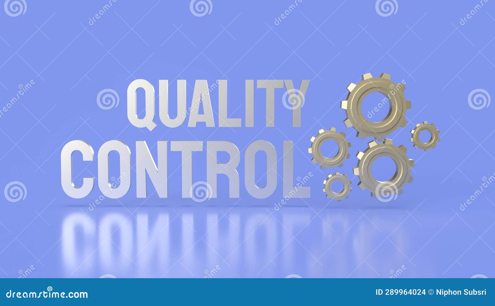 The Quality Control Word and Gear Image 3d Rendering Stock Illustration ...