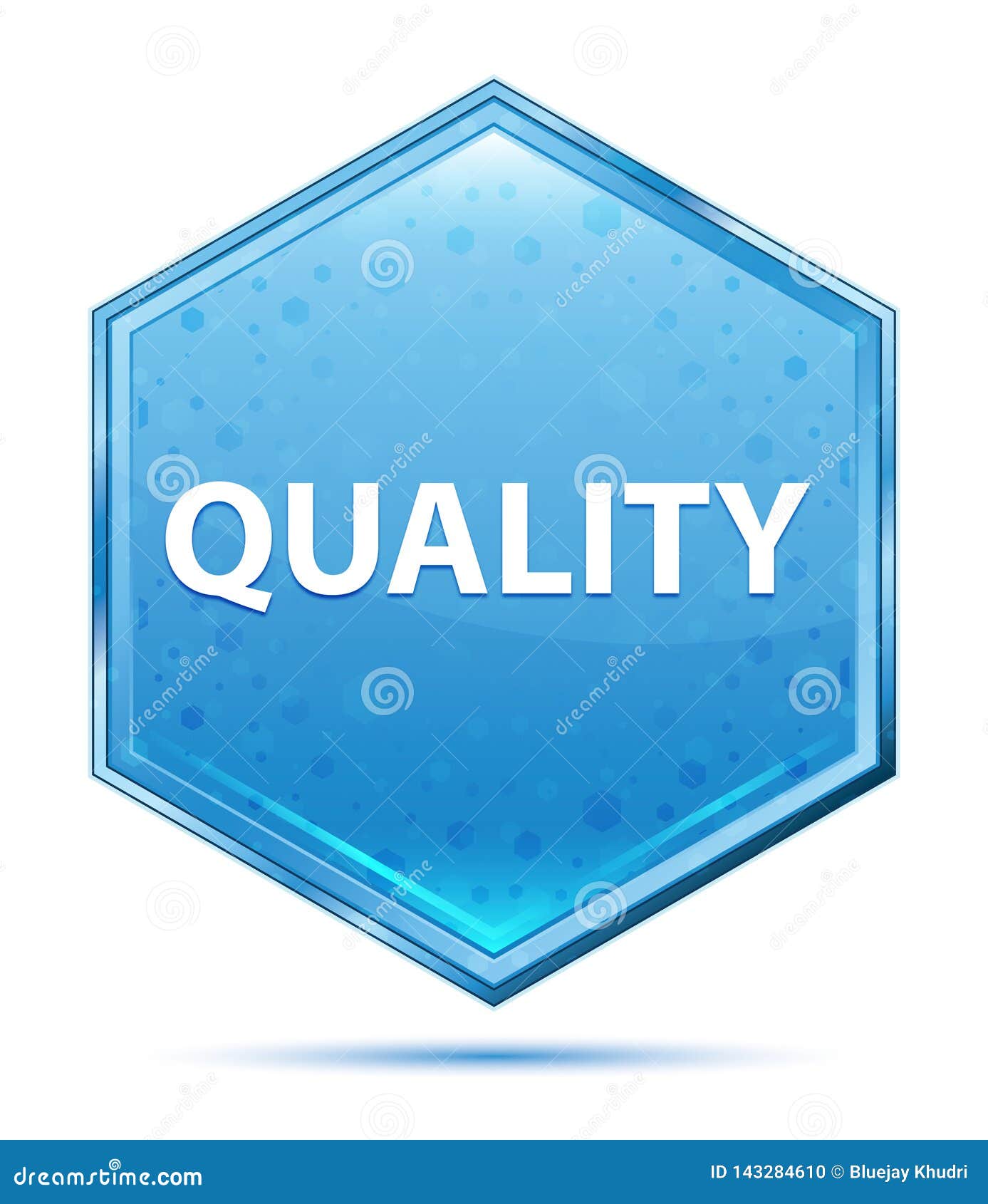 Quality Crystal Blue Hexagon Button Stock Illustration - Illustration ...