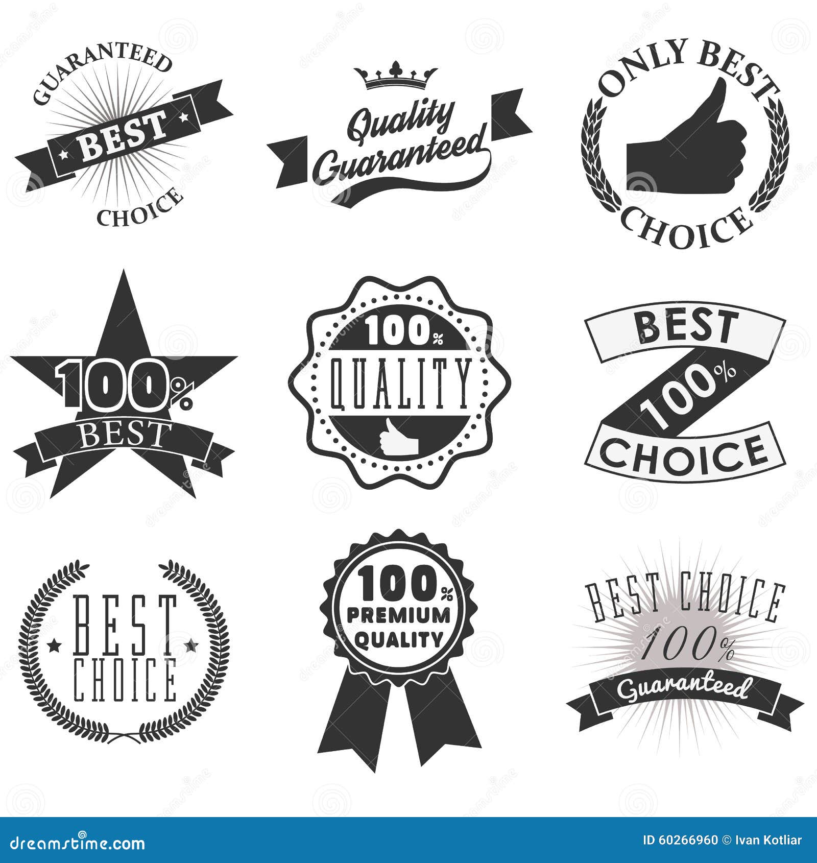 Quality emblems and labels stock vector. Illustration of black - 60266960