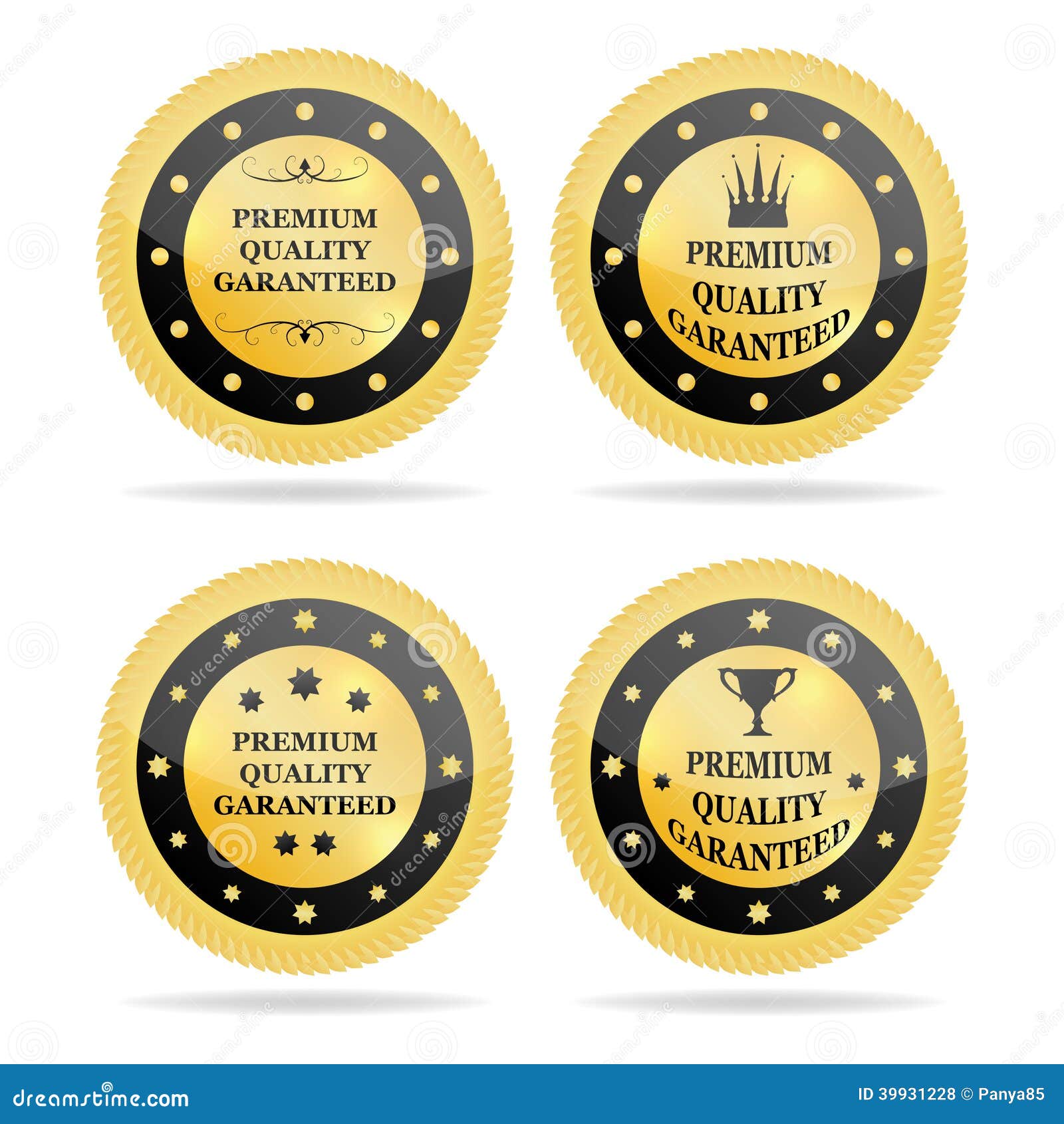 Quality golden badges stock vector. Illustration of gold - 39931228