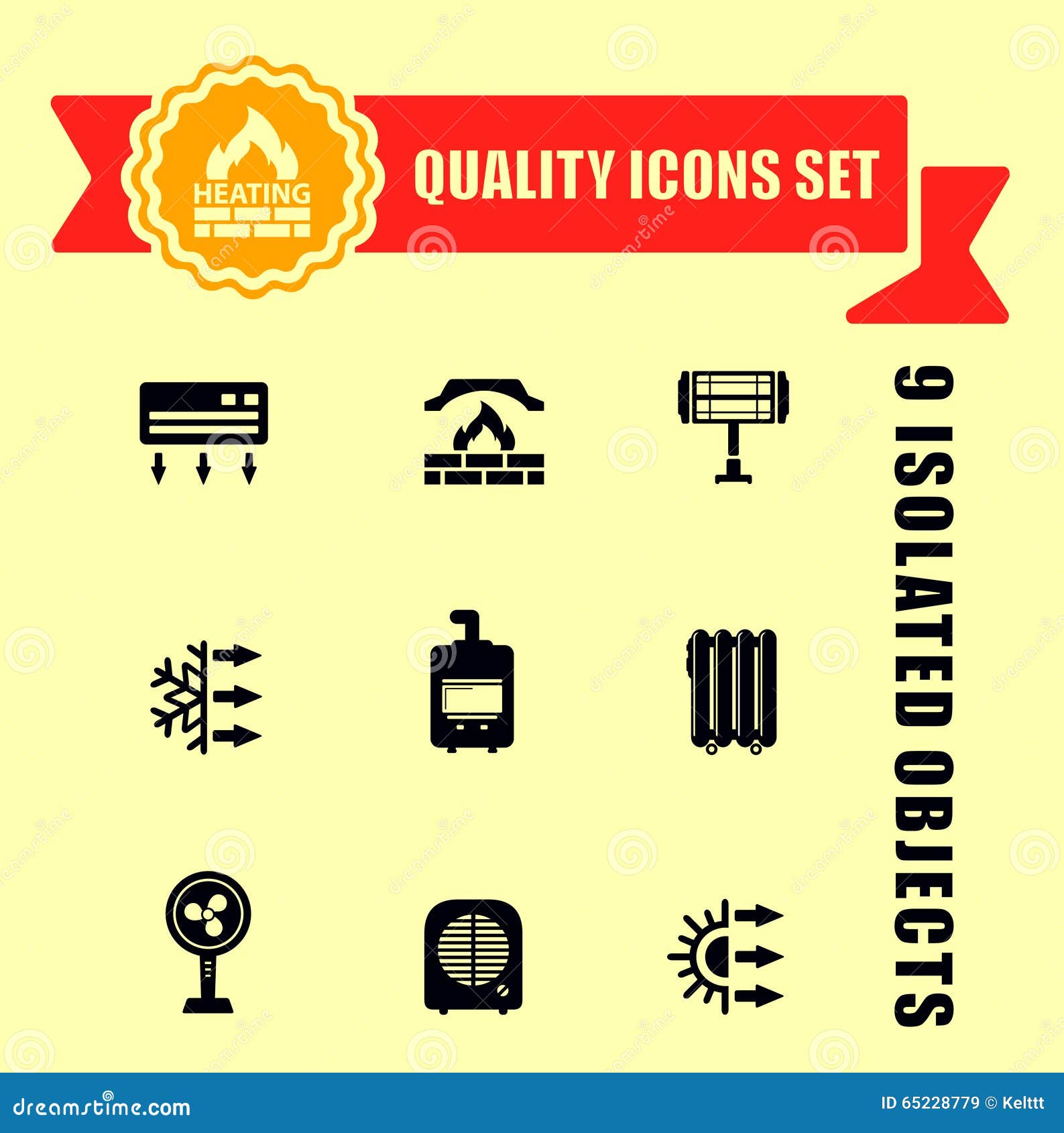 Quality heating icon set stock vector. Illustration of pictogram - 65228779