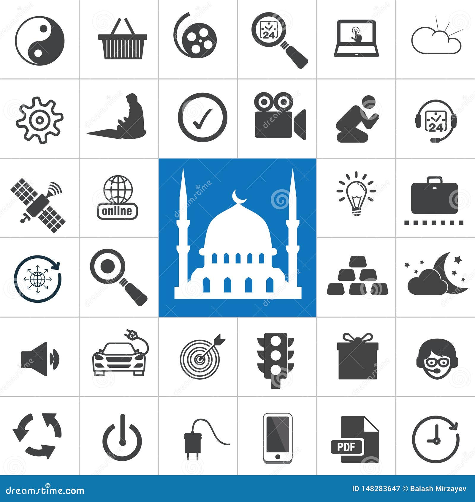 Set of Icons in Flat Design with 36 Element Stock Illustration ...