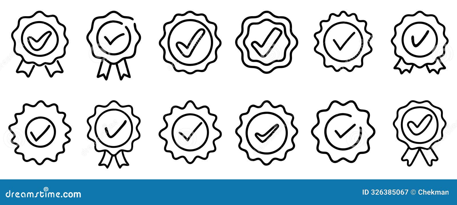 Quality Icon. Set of Drawn Quality Marks with Checkmark, Representing ...