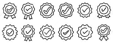 Quality Icon. Set of Drawn Quality Marks with Checkmark, Representing ...